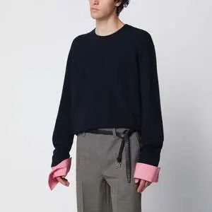 Prada Shetland Wool Crewneck Sweater - Blue