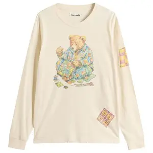 STORY MFG. Grateful Long Sleeve T-shirt - Ecru Patchwork Bear