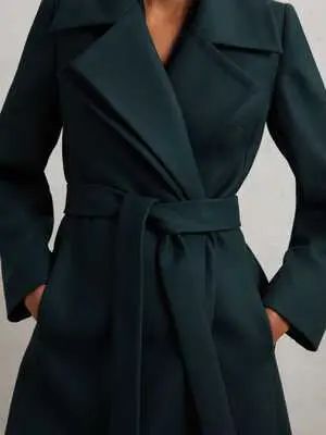 REISS Wool-blend Double-lapel Belted Coat With Cashmere