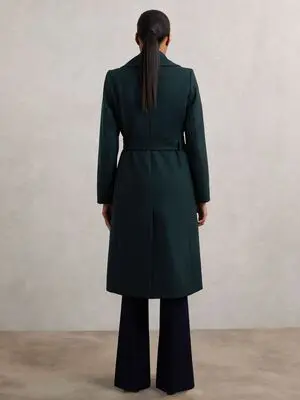REISS Wool-blend Double-lapel Belted Coat With Cashmere