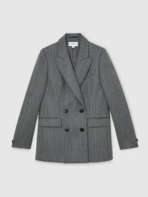 REISS Wool Double-breasted Pinstripe Blazer