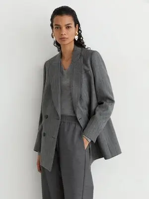 REISS Wool Double-breasted Pinstripe Blazer