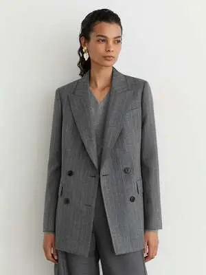 REISS Wool Double-breasted Pinstripe Blazer