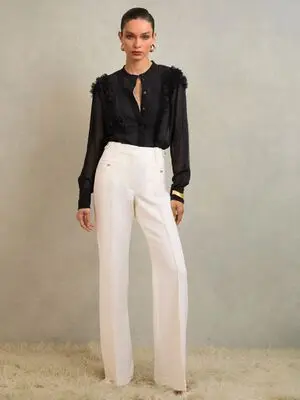 REISS Atelier Sheer Ruffle-trim Blouse