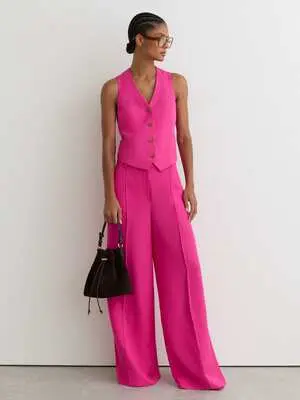 REISS Button-through Tailored Waistcoat With Linen