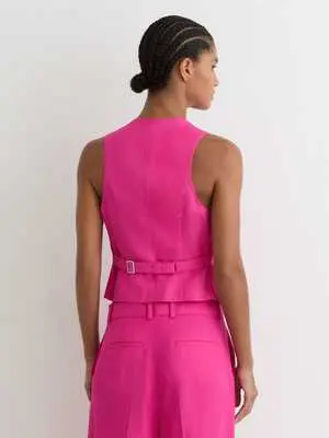 REISS Button-through Tailored Waistcoat With Linen