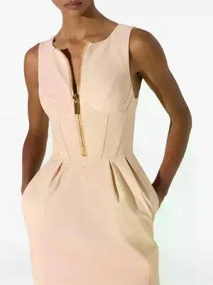 Elisabetta Franchi Technical Fabric Midi Dress With Zip Detail