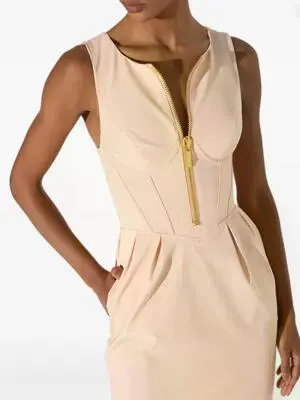 Elisabetta Franchi Technical Fabric Midi Dress With Zip Detail