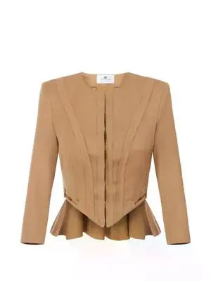 Elisabetta Franchi Gabardine Jacket With Jewel Horsebit Detailing - Neutrals