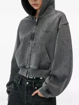 Alexander Wang Zip-up Hoodie W/ All-over Hotfix