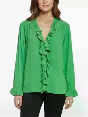 Victoria Beckham Ruffled Long-sleeve Blouse - Green