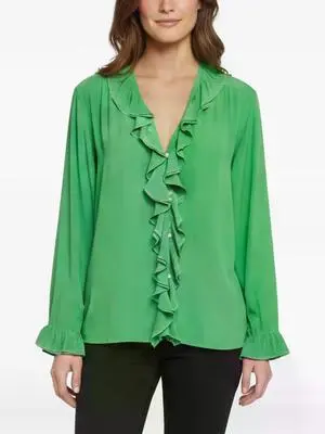 Victoria Beckham Ruffled Long-sleeve Blouse - Green