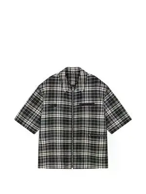 CROQUIS Crease-effect Plaided Polo - Black