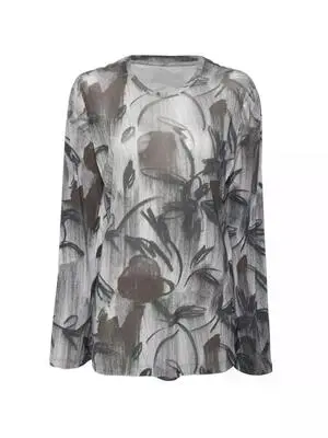 JNBY Abstract Rose Print Long Sleeve Top - Grey