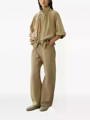 LESS Raglan Sleeve Hooded Jacket With Drawstring Hem - Neutrals