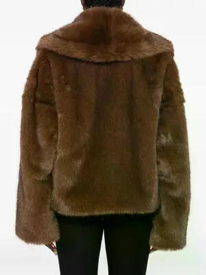B&B COUTURE Shawl Collar Faux Fur Coat