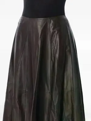 ARMA Eleni Leather Pleated Midi Skirt
