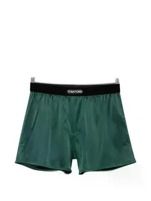 TOM FORD Logo-waistband Silk Boxer Shorts - Green