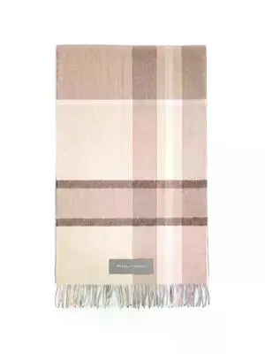 PIQUADRO Check-pattern Fringed Scarf - Neutrals