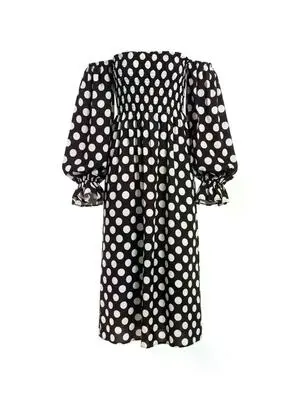 Sleeper Atlanta Polka-dot Midi Dress - Black