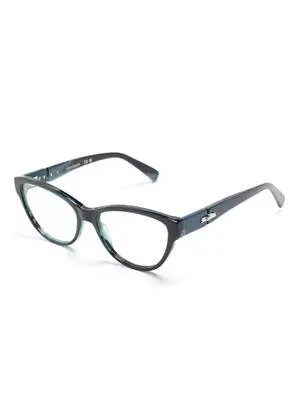 Longchamp Marbled-pattern Cat-eye Frame Glasses - Blue