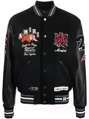 Amiri Logo-patch Varsity Jacket - Black