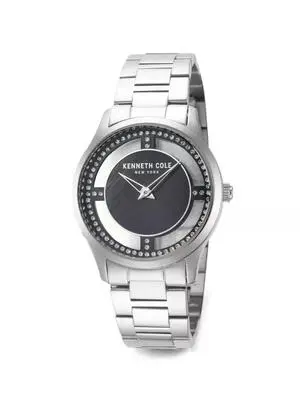 KENNETH COLE Crystal-embellished .5mm Watch - Black