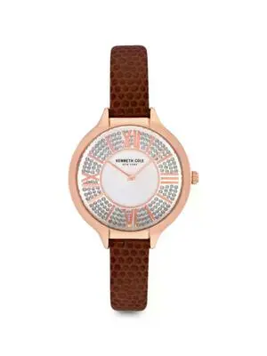 KENNETH COLE Crystal-embellished 33mm Watch - White