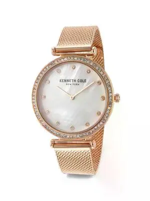 KENNETH COLE Crystal-embellished Mesh-bracelet 36mm Watch - White