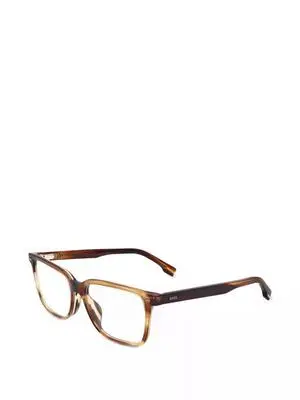 BOSS Striped Rectangle-frame Glasses - Brown