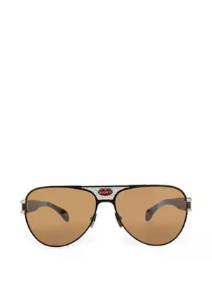 BUGATTI Logo-plaque Sterling Silver Sunglasses - Black