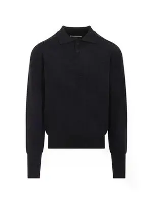 Studio Nicholson Sark Long-sleeve Knitted Polo Shirt - Grey
