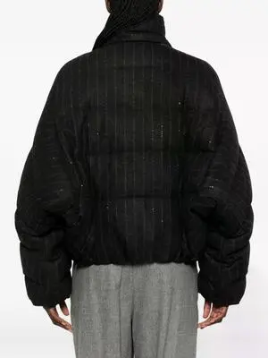 Brunello Cucinelli Sequin Embellished Striped Puffer Jacket