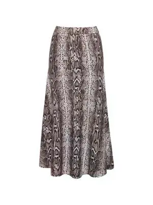 Cara Cara Sandra Snake-print Wool Midi Skirt - Neutrals