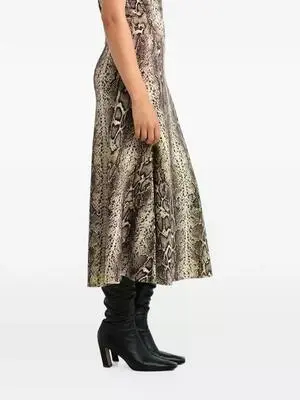 Cara Cara Sandra Snake-print Wool Midi Skirt