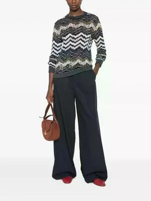 Missoni Zigzag-knit Crew Neck Sweater - Blue
