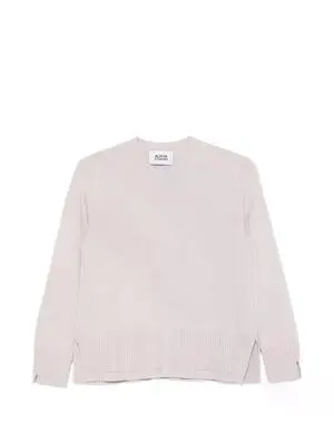 Alpha Studio Ribbed-trim Side-slit Knit - Neutrals
