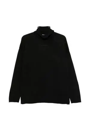 Alpha Studio Roll-neck Drop-shoulder Knit - Black