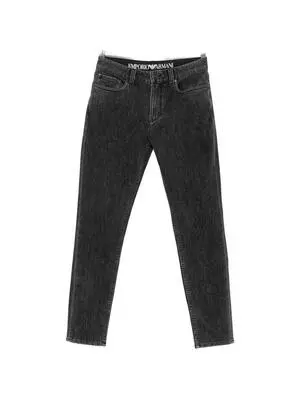 Emporio Armani Logo-plaque Straight-leg Jeans - Black