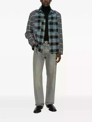 HAIKURE Check-pattern Frayed Shirt