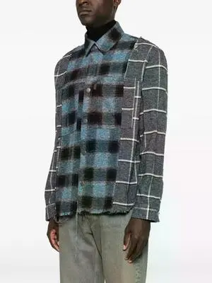 HAIKURE Check-pattern Frayed Shirt