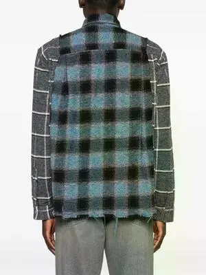 HAIKURE Check-pattern Frayed Shirt