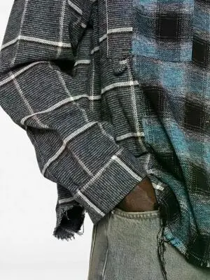 HAIKURE Check-pattern Frayed Shirt