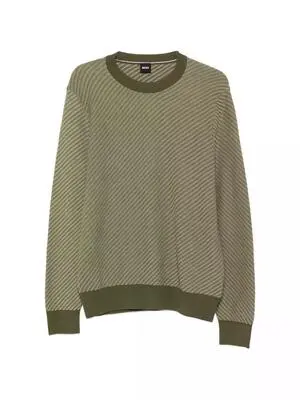 BOSS Textured Knit Wool Sweater - Green