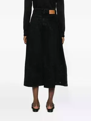 GANNI Embroidered Denim Midi Skirt