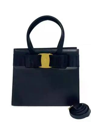 FERRAGAMO 2000-2026 Leather Vara Bow Satchel - Blue