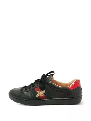 Gucci Ace Embroidered Bee Leather Sneakers - Black