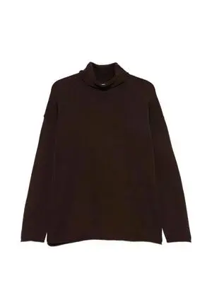Alpha Studio Roll Neck Drop Shoulder Knit - Brown