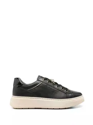 NEROGIARDINI Leather Logo Charm Sneakers - Black