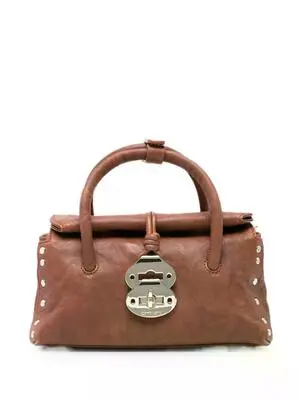 ZANELLATO Baby Dotta Studded Leather Tote Bag - Brown